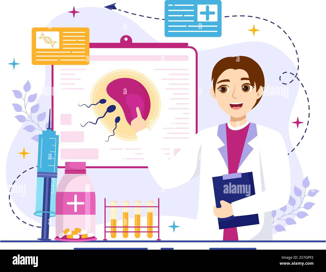 IVF or In Vitro Fertilization Vector Illustration for Artificial ...