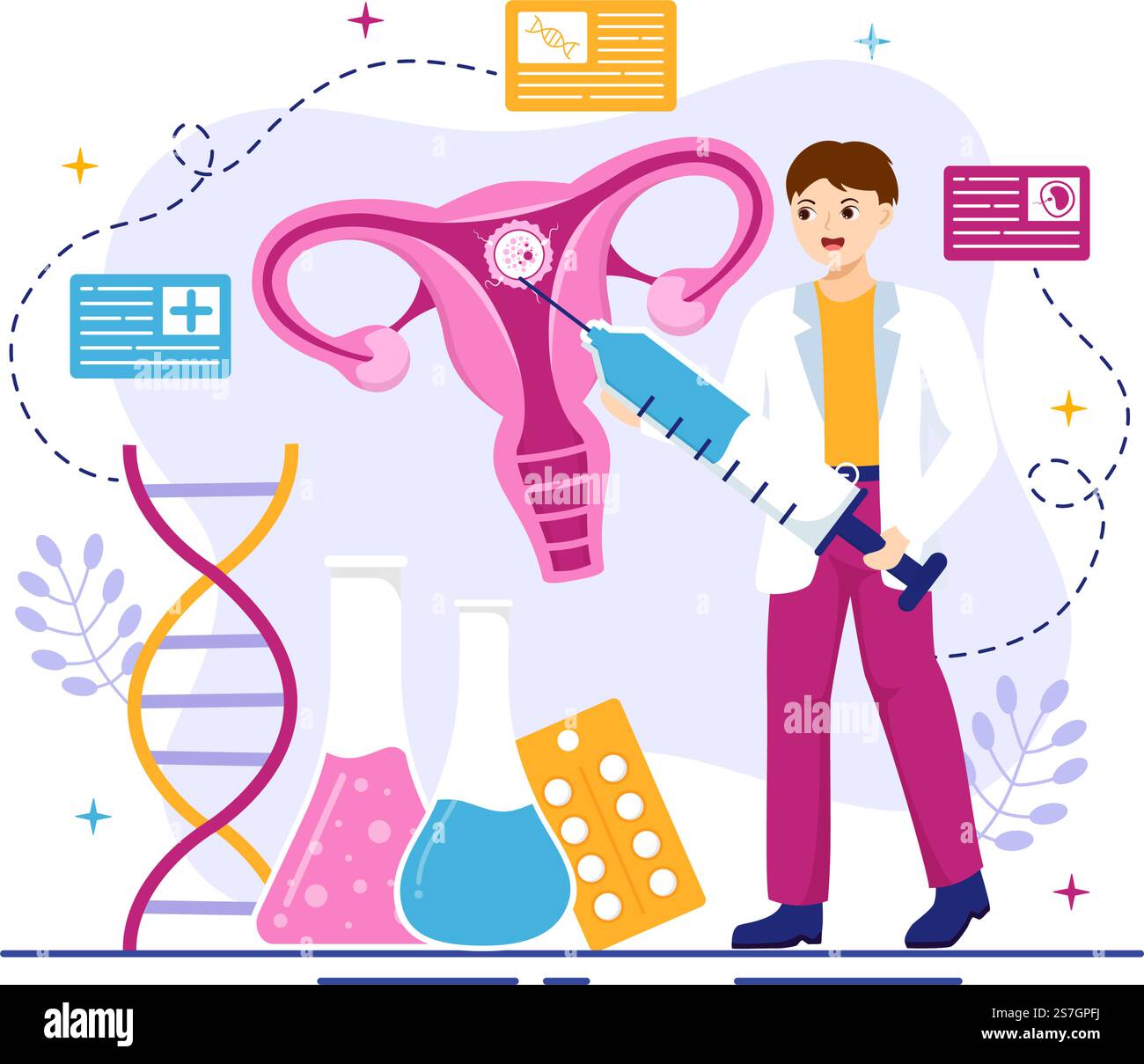 IVF or In Vitro Fertilization Vector Illustration for Artificial ...