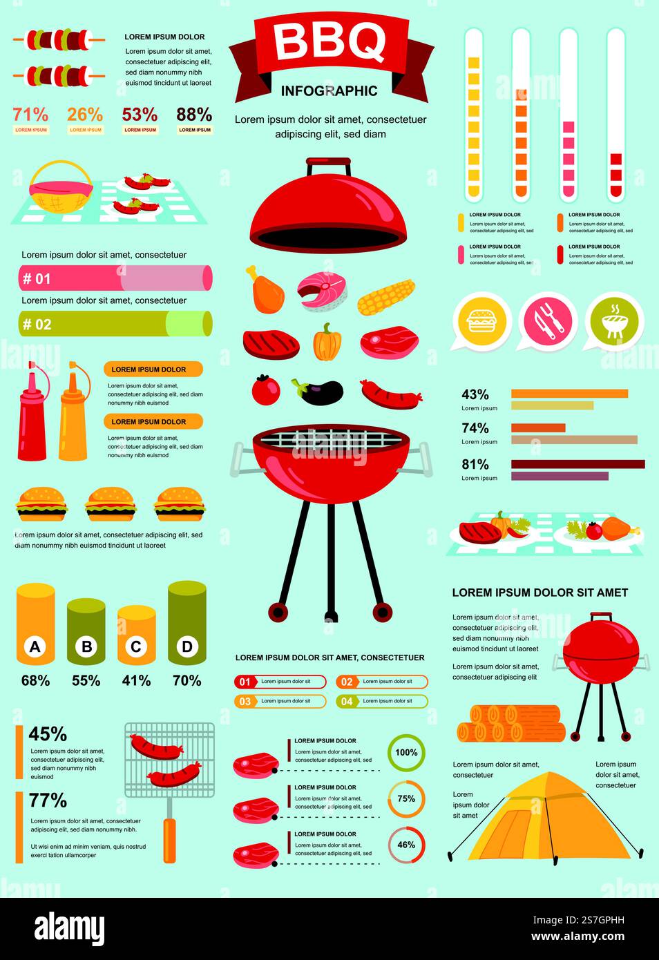 Bbq party banner with infographic elements. Barbecue poster template ...