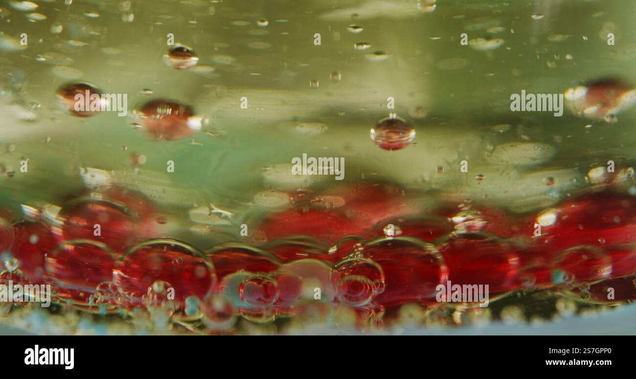 Sinking bubble. Diffusion gel. Colored ingredient bottom. Mixing liquid ...