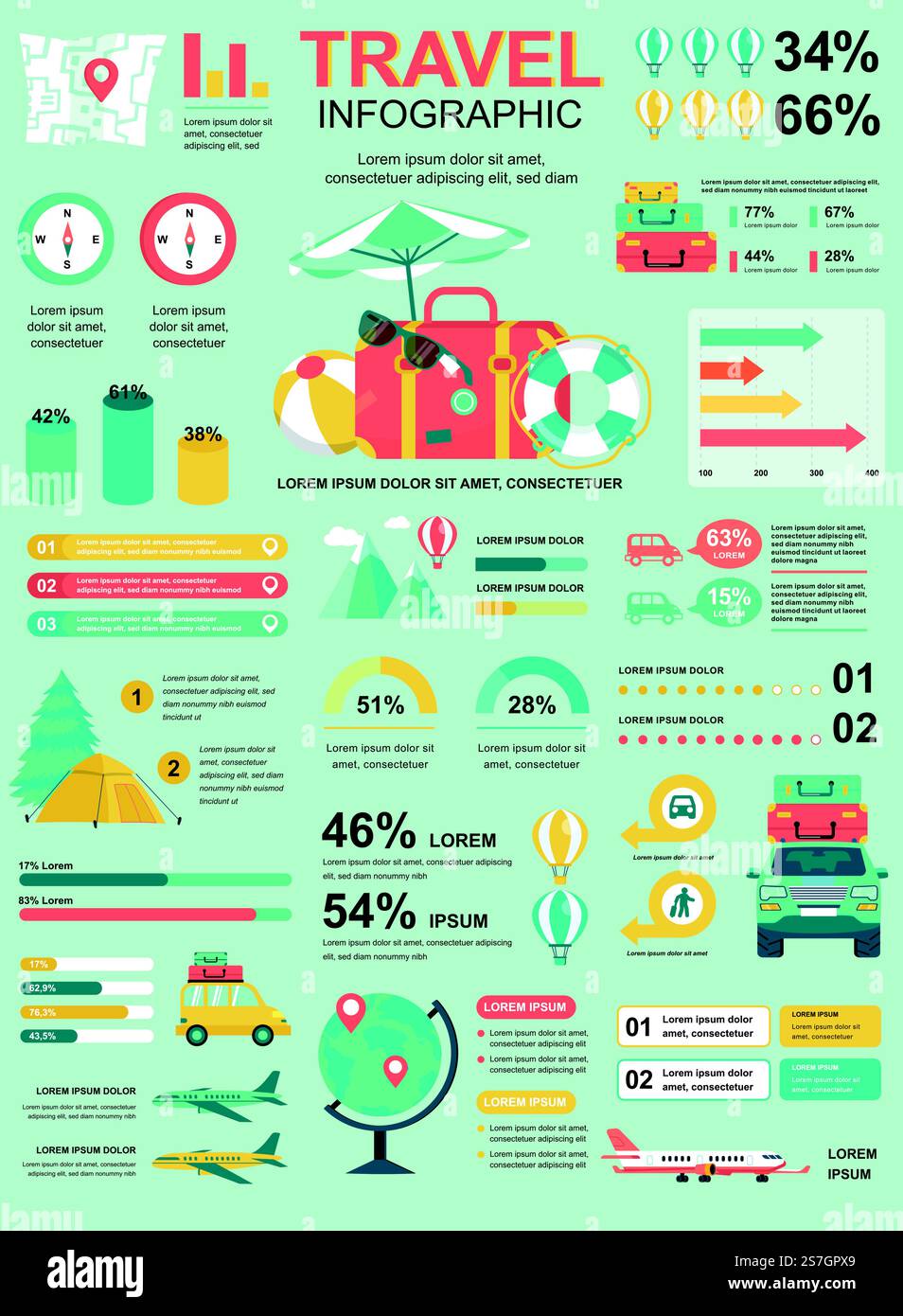 Travel vacation banner with infographic elements poster template with ...