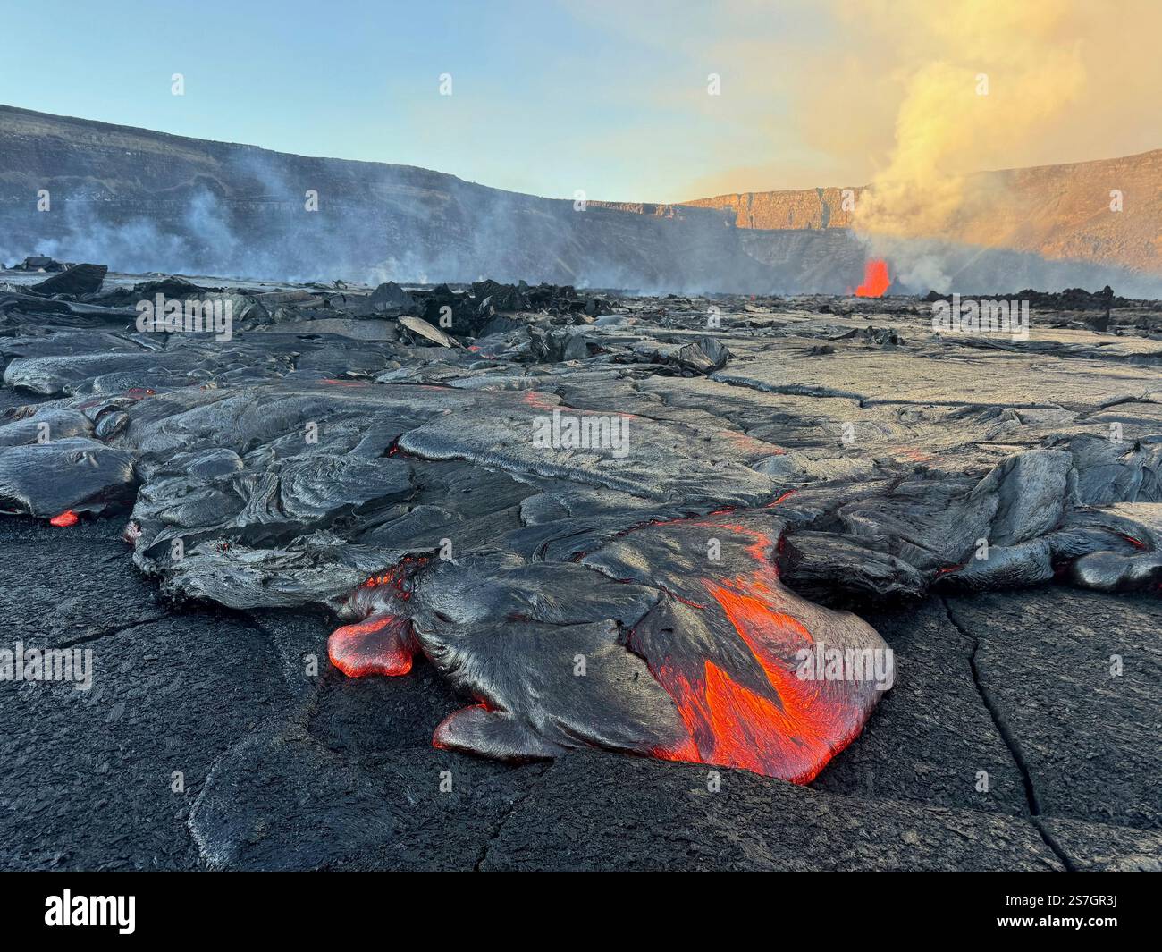 Kilauea, United States of America. 03 January, 2025. A close-up view of ...