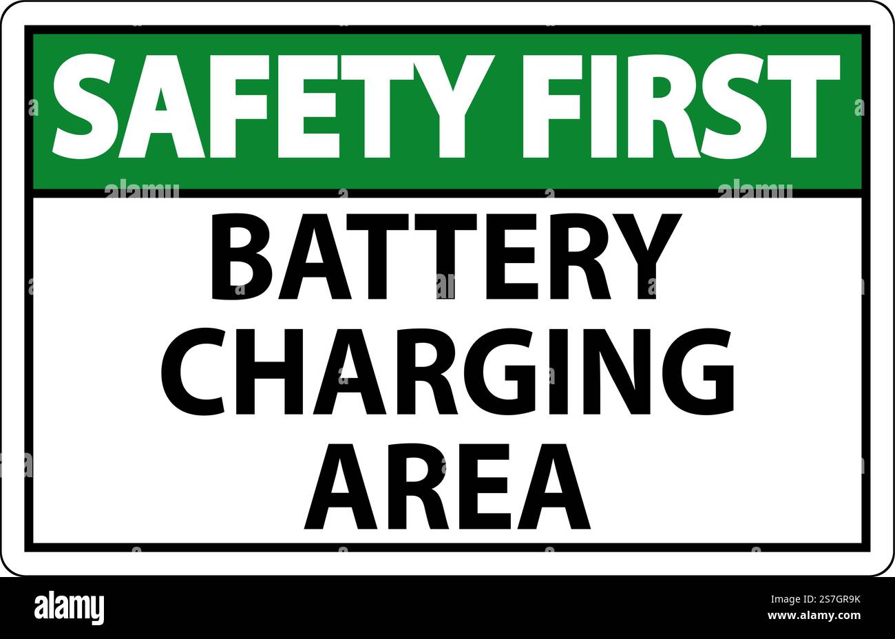 Safety First Sign Battery Charging Area On White Background Stock ...