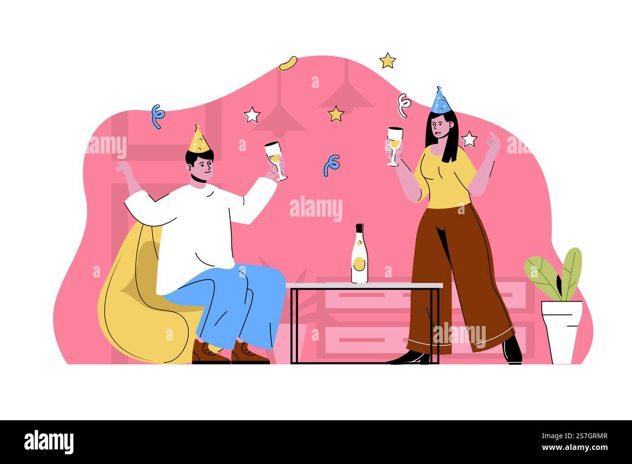 Woman festive celebration drinking Cut Out Stock Images & Pictures - Alamy