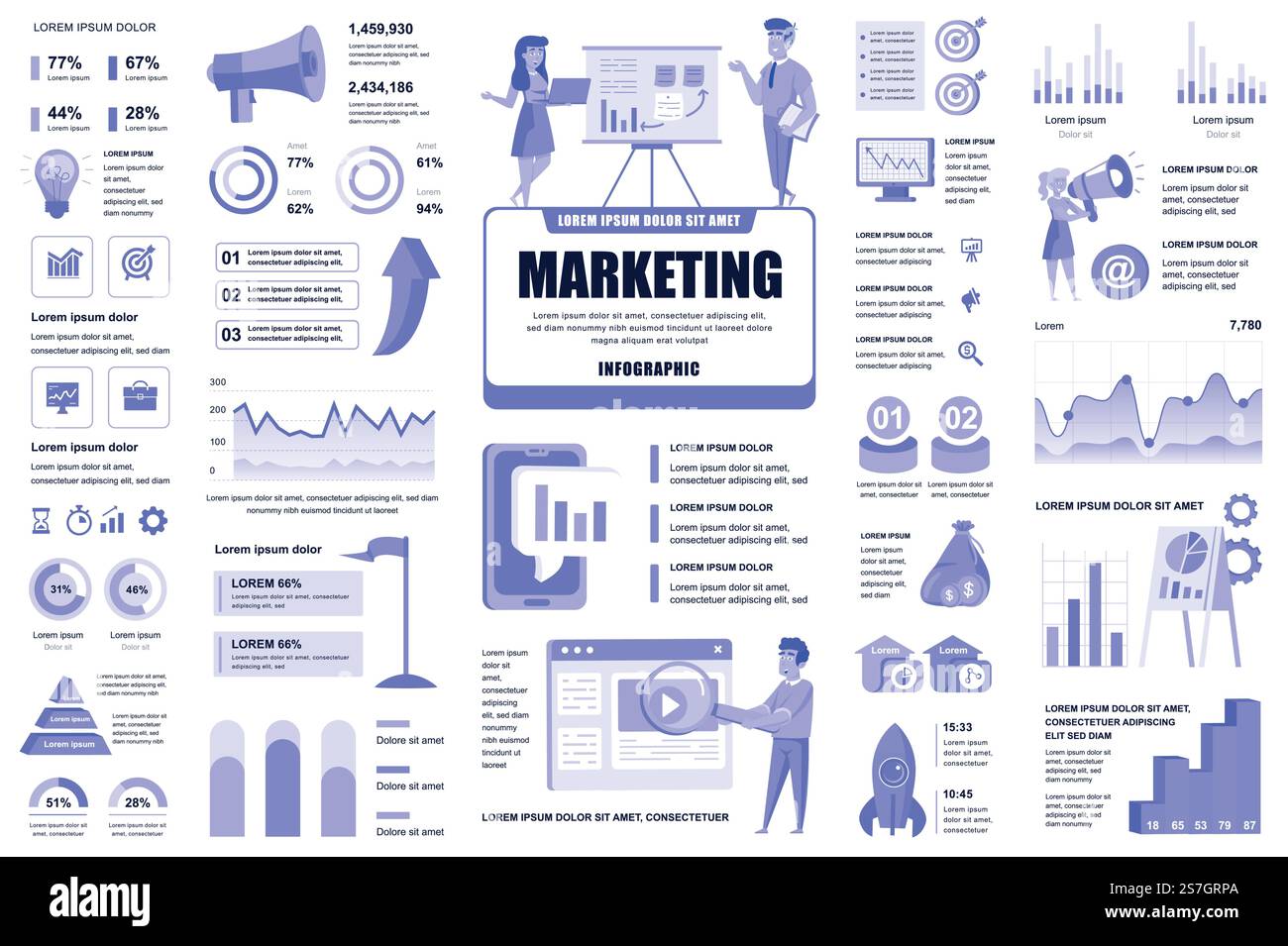 Bundle marketing and promo infographic UI, UX, KIT elements. Different ...