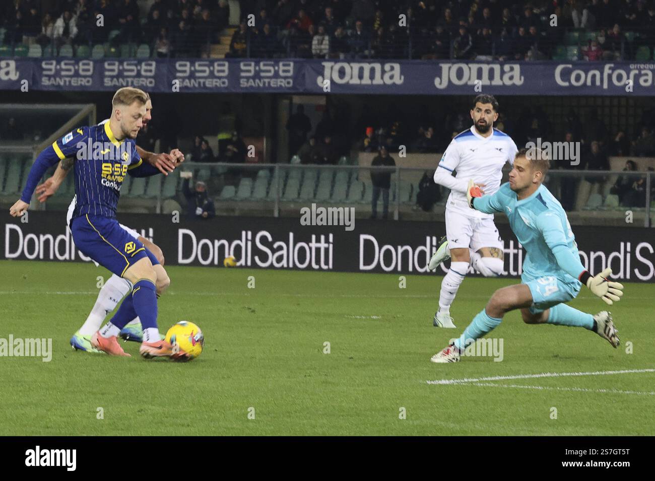 Verona, Italy. 19th Jan, 2025. Ivan Provedel of SS Lazio makes a save ...