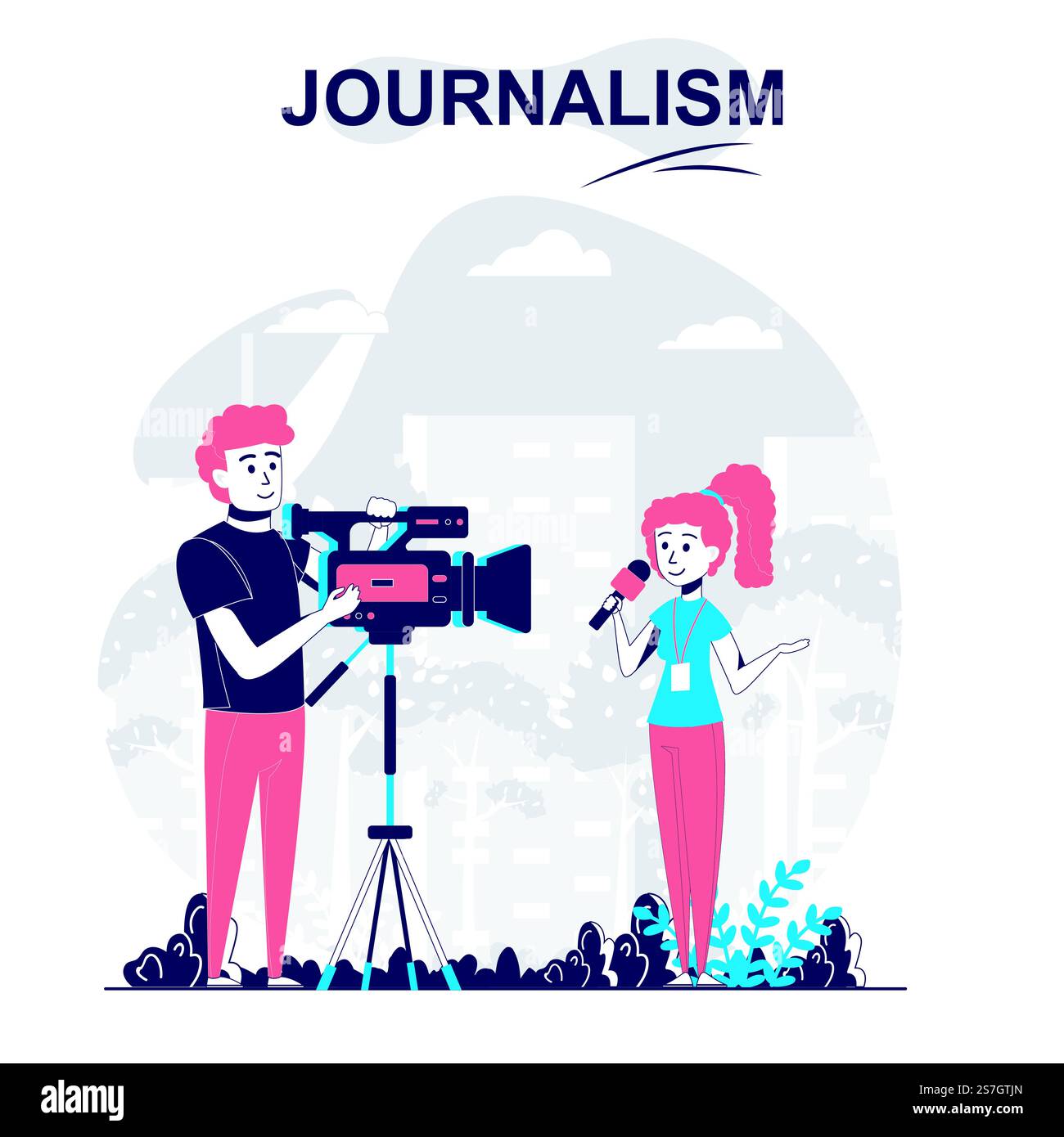 Journalism isolated cartoon concept journalist makes report hi-res ...