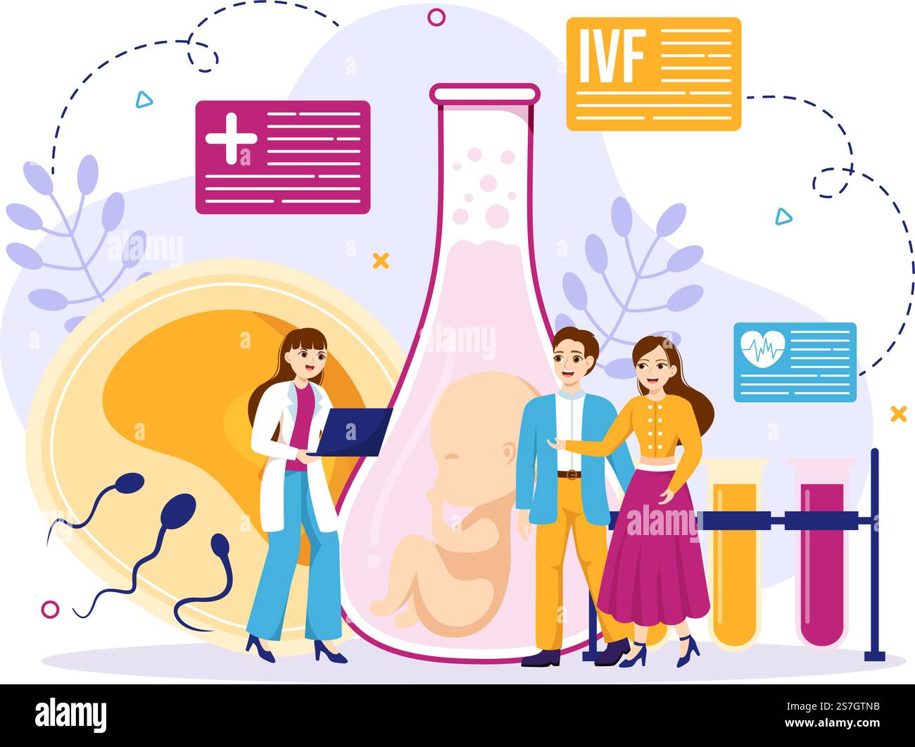 IVF or In Vitro Fertilization Vector Illustration for Artificial ...