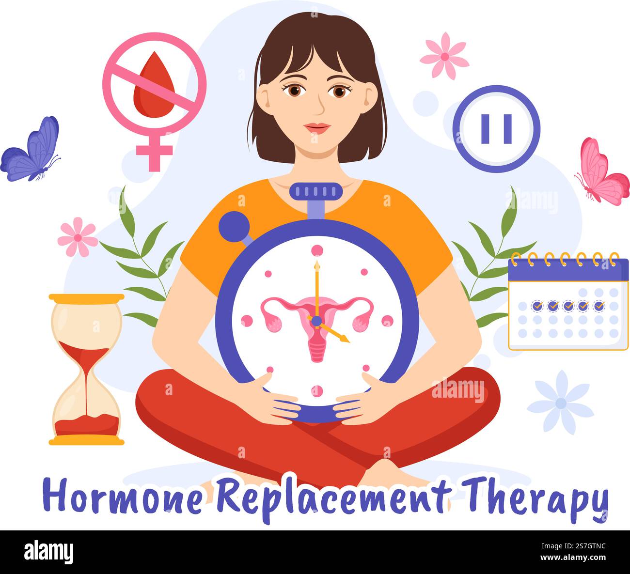 HRT or Hormone Replacement Therapy Acronym Vector Illustration with ...