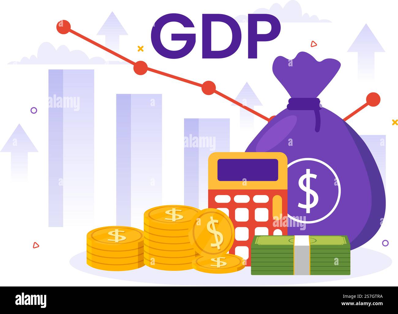GDP or Gross Domestic Product Vector Illustration with Economic Growth ...