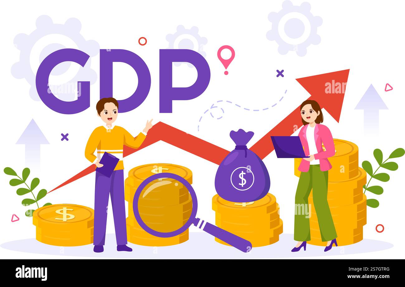 GDP or Gross Domestic Product Vector Illustration with Economic Growth ...