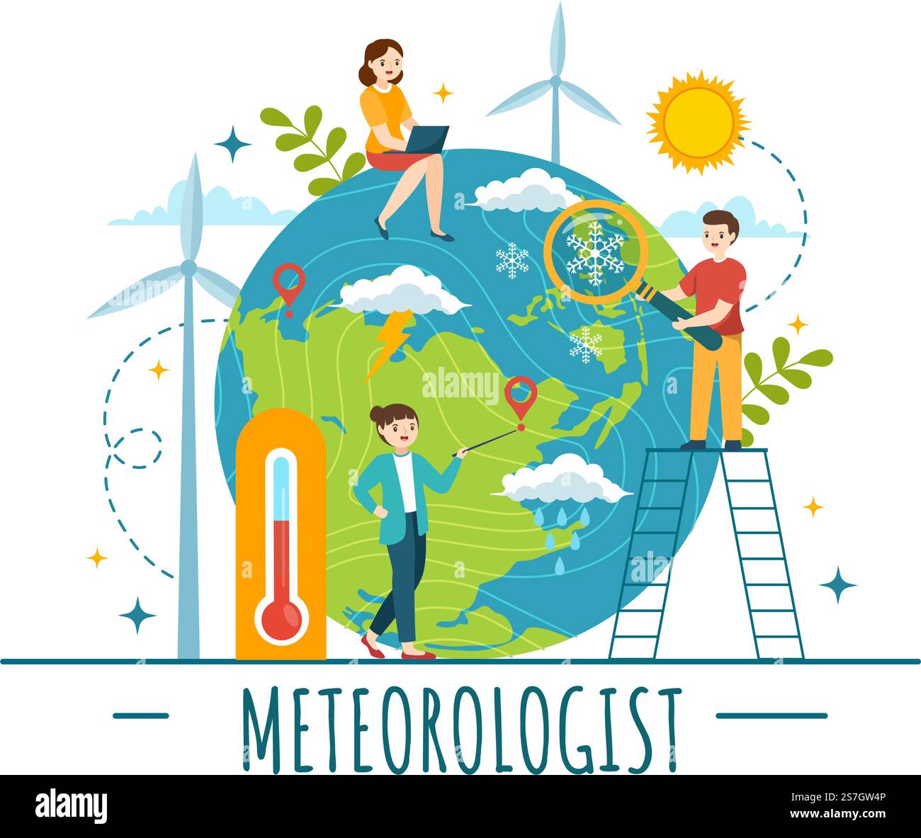 Meteorologist Vector Illustration with Weather Forecast and Atmospheric ...