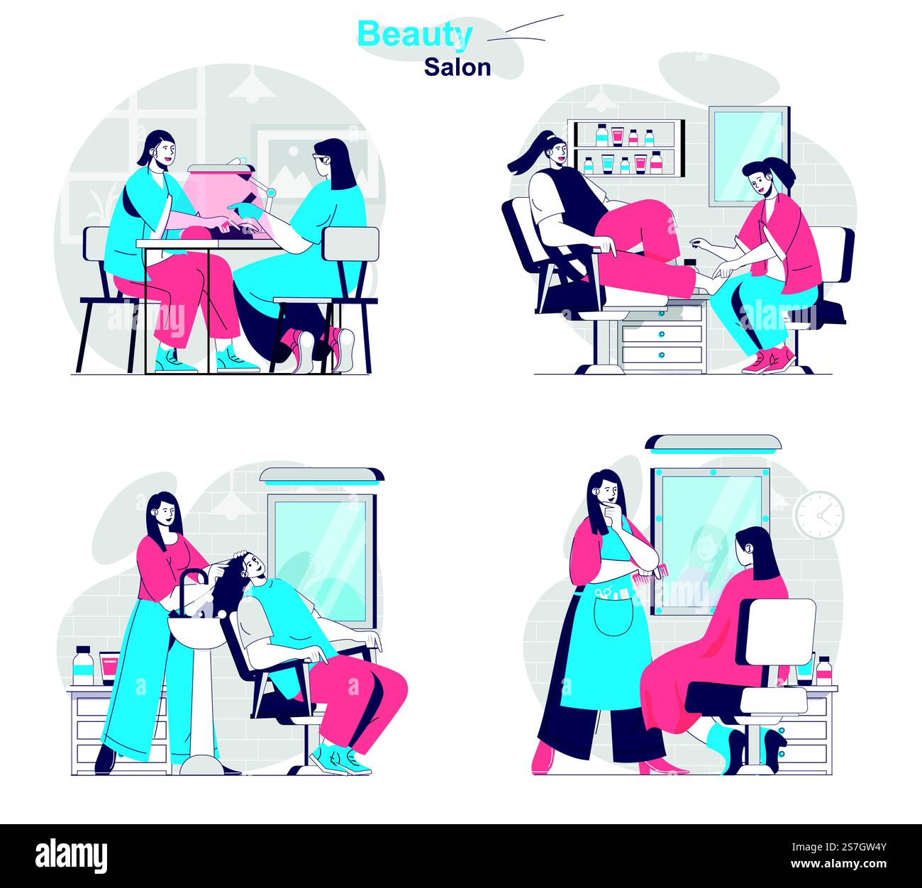 Beauty salon concept set cosmetology procedures hi-res stock ...