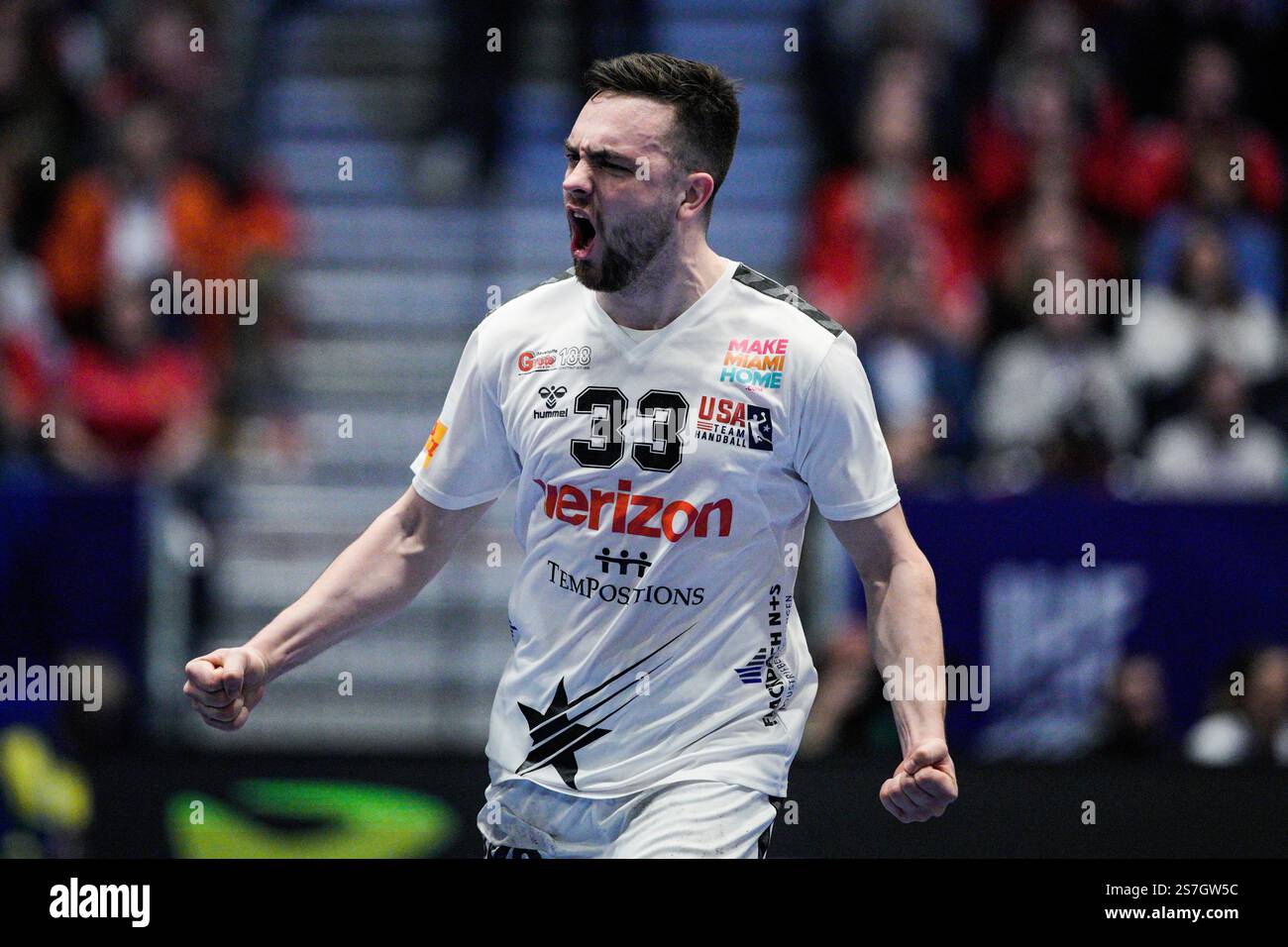 USA's Samuel Hoddersen during the men's handball World Championship ...