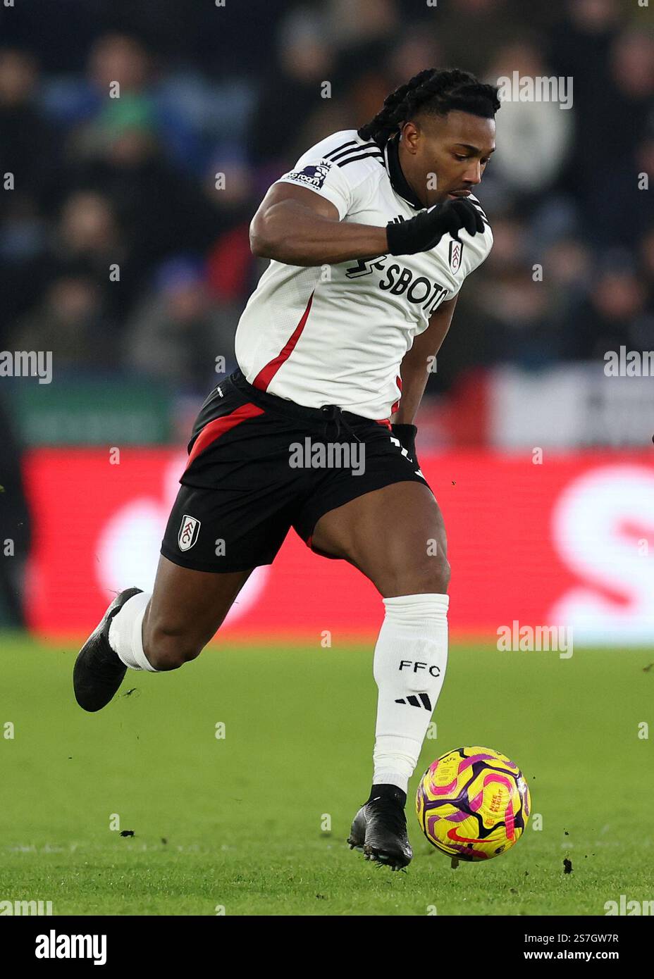 Leicester, UK. 18th Jan, 2025. Fulham's Adama Traore during the Premier ...