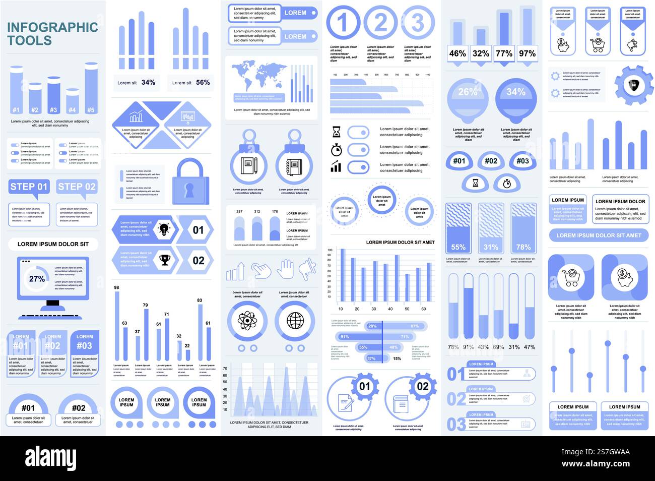 Bundle infographic elements data visualization vector design template ...