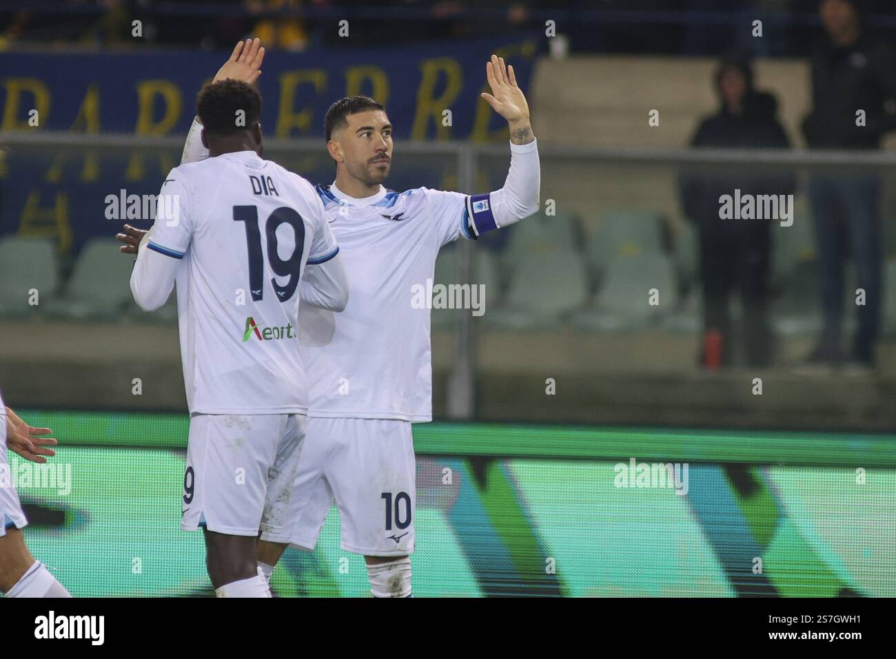 Verona, Italy. 19th Jan, 2025. Mattia Zaccagni of SS Lazio celebrates ...