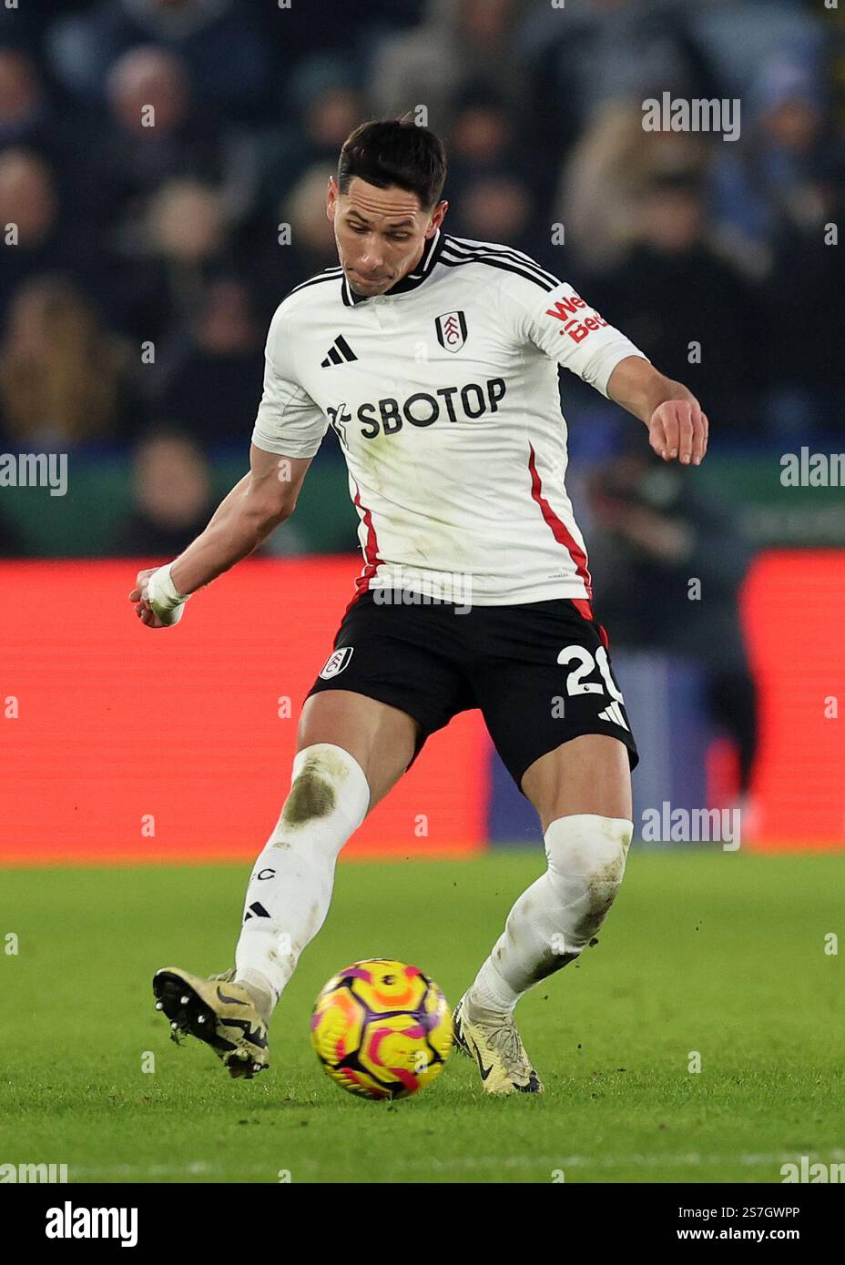 Leicester, UK. 18th Jan, 2025. Fulham's Sasa Lukic during the Premier League match at the King ...