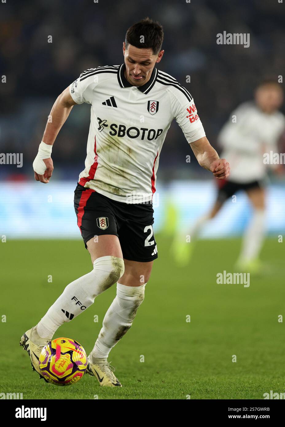 Leicester, UK. 18th Jan, 2025. Fulham's Sasa Lukic during the Premier League match at the King ...