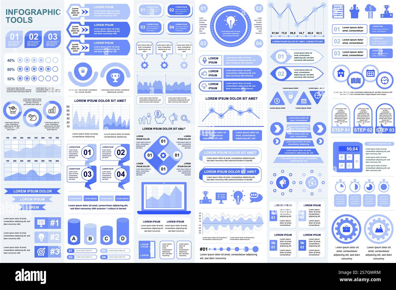 Bundle infographic elements data visualization vector design template ...