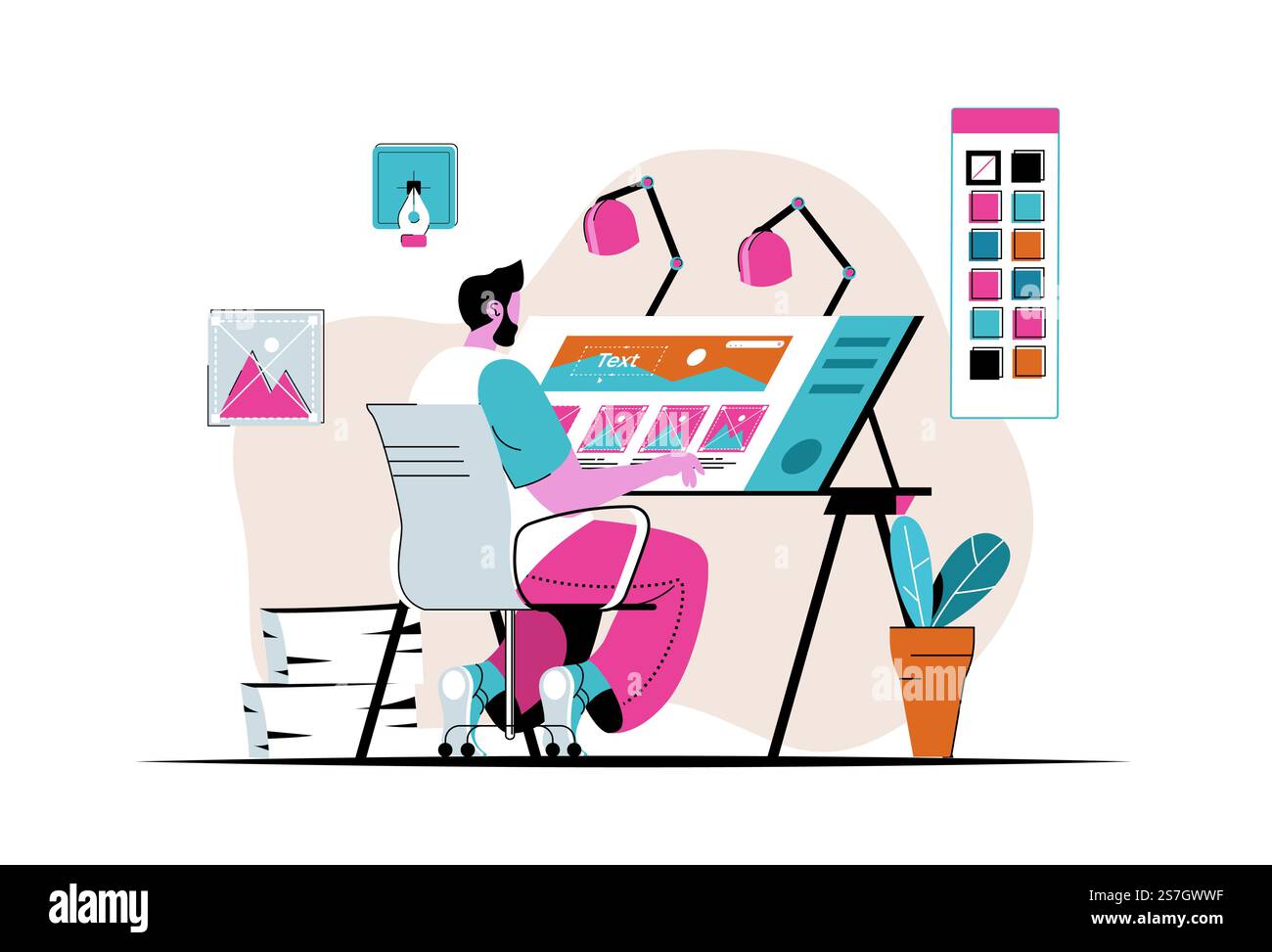 Design studio concept isolated development of graphics hi-res stock ...