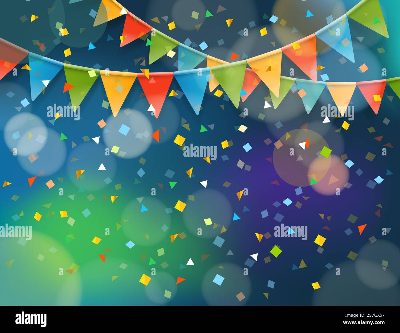 Abstract colorful background with confetti and color flags. Vector ...
