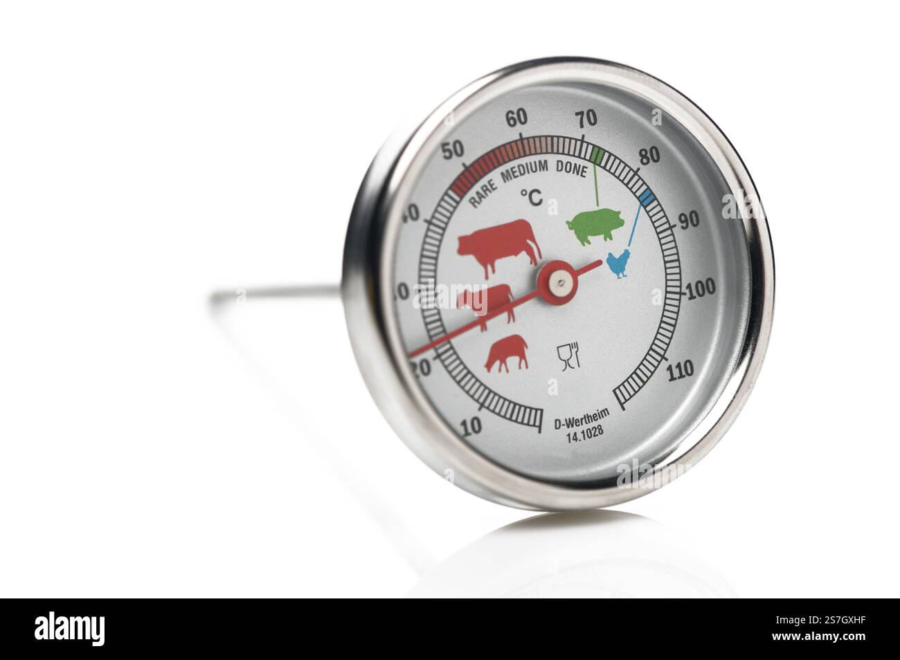 A handy meat thermometer showcases temperature ranges for optimal ...
