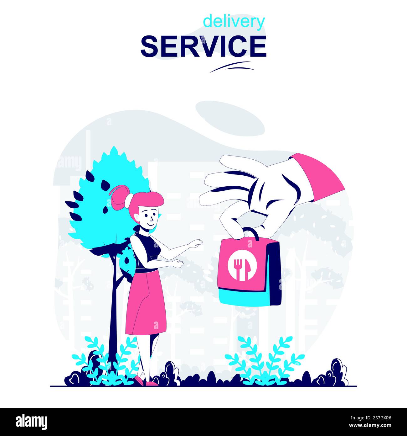 Woman receiving order from Stock Vector Images - Alamy