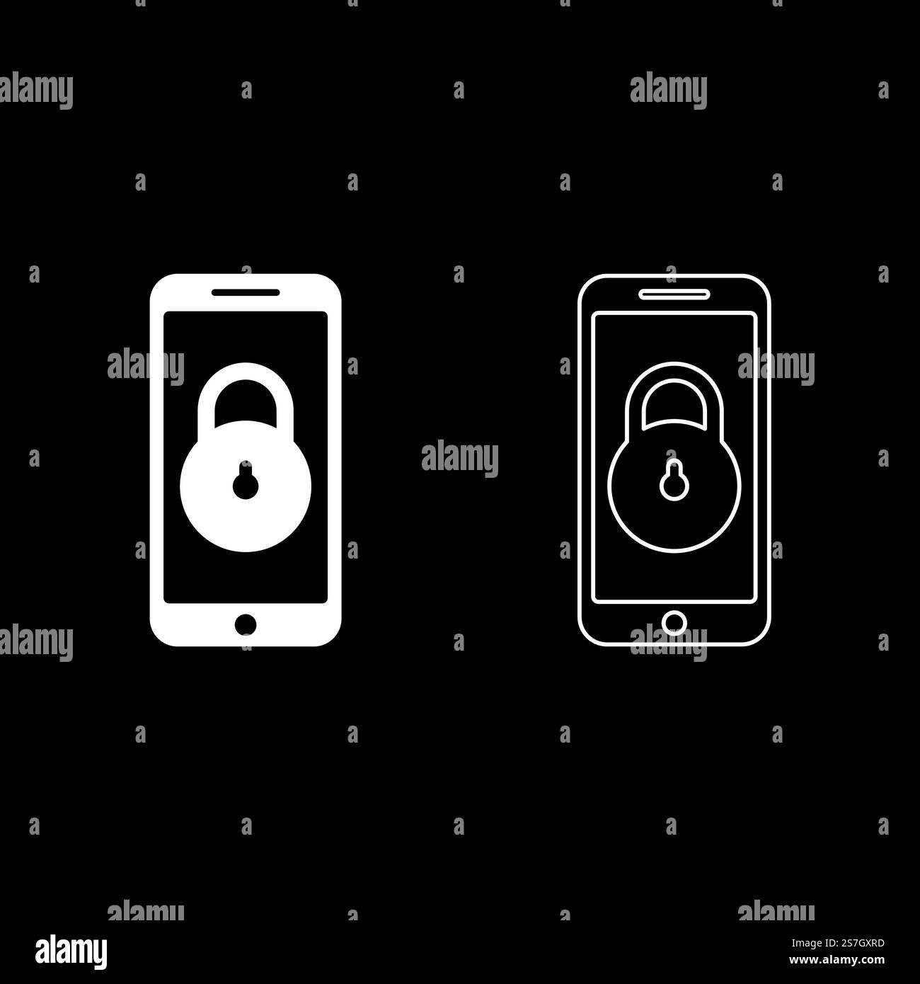 Smartphone lock personal data security cyber access concept phone ...