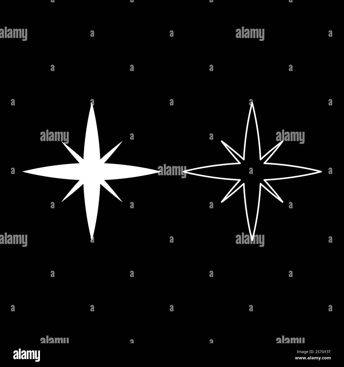 Star spark set icon white color vector illustration image simple solid ...