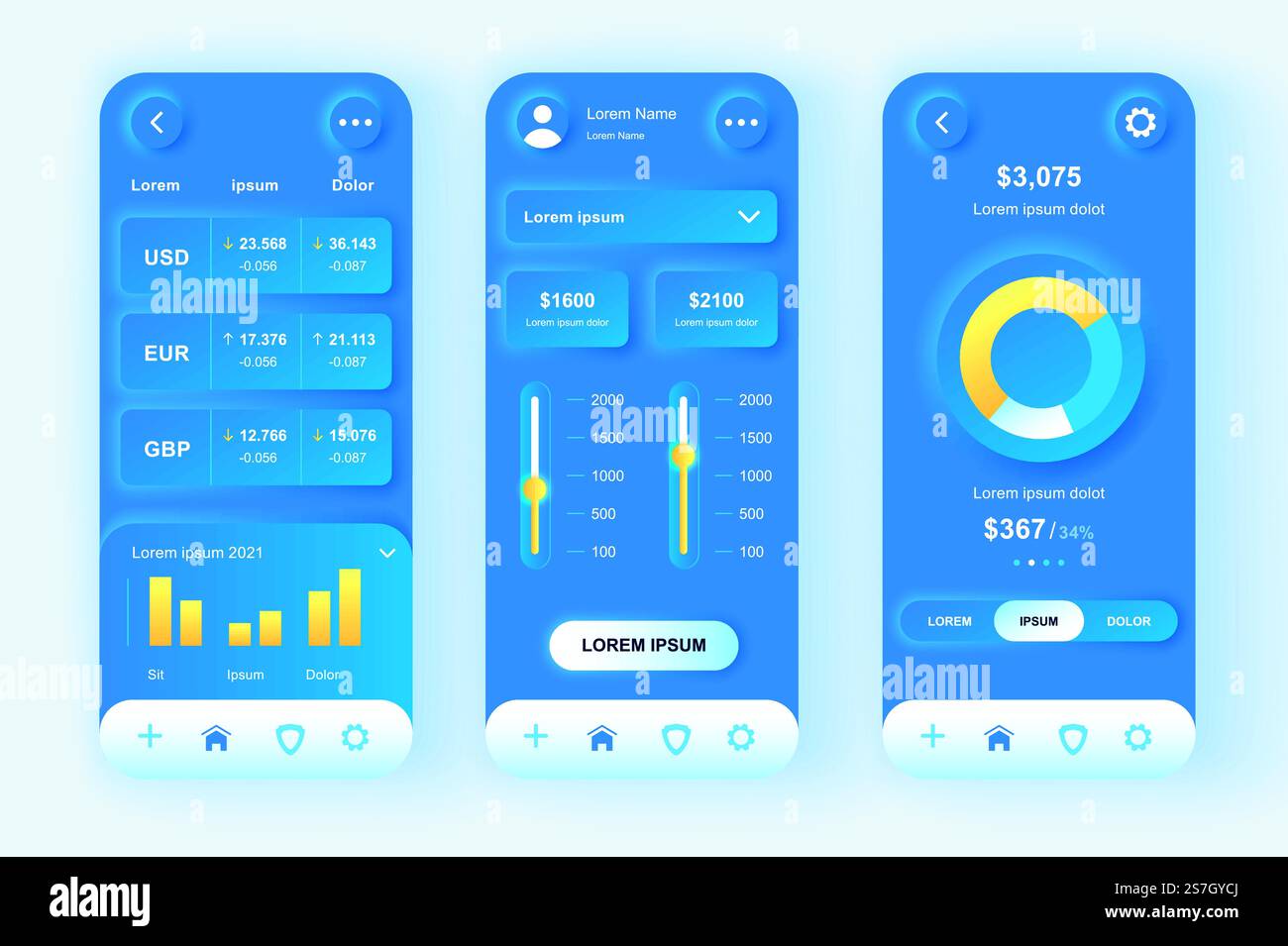 Finance services unique neomorphic design kit bank accounts monitoring ...