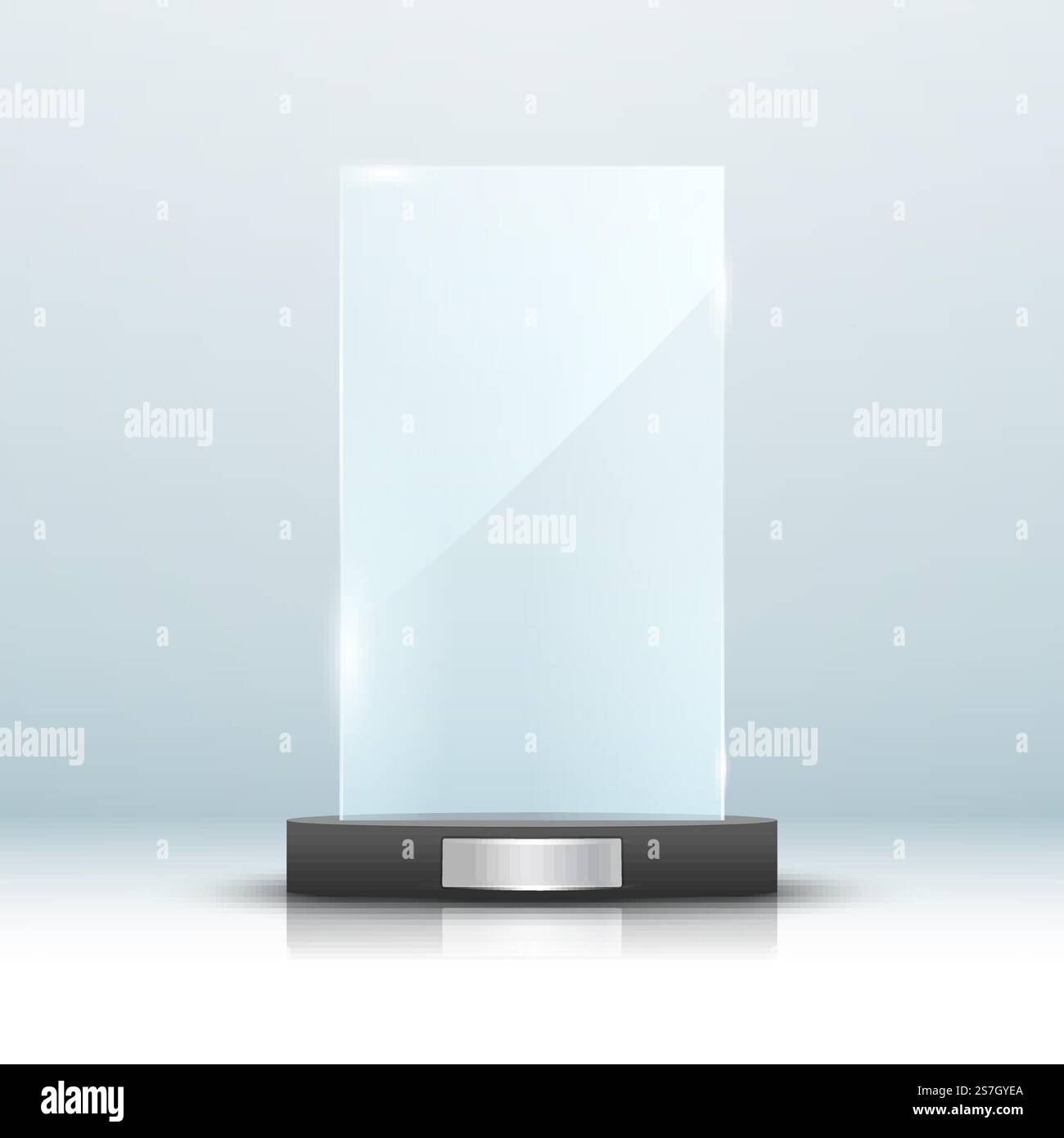 Glass trophy award isolated. Vector blank award on bright background ...