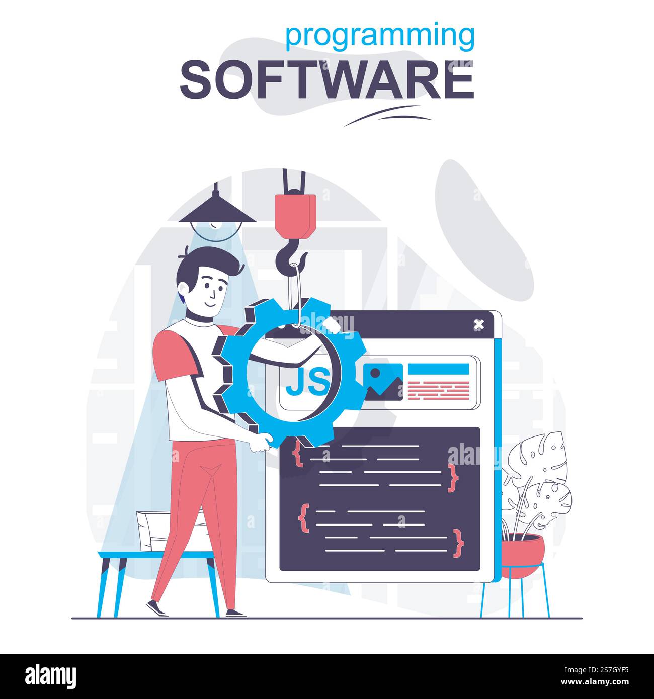 Programming Software Isolated Cartoon Concept Programmer Configures