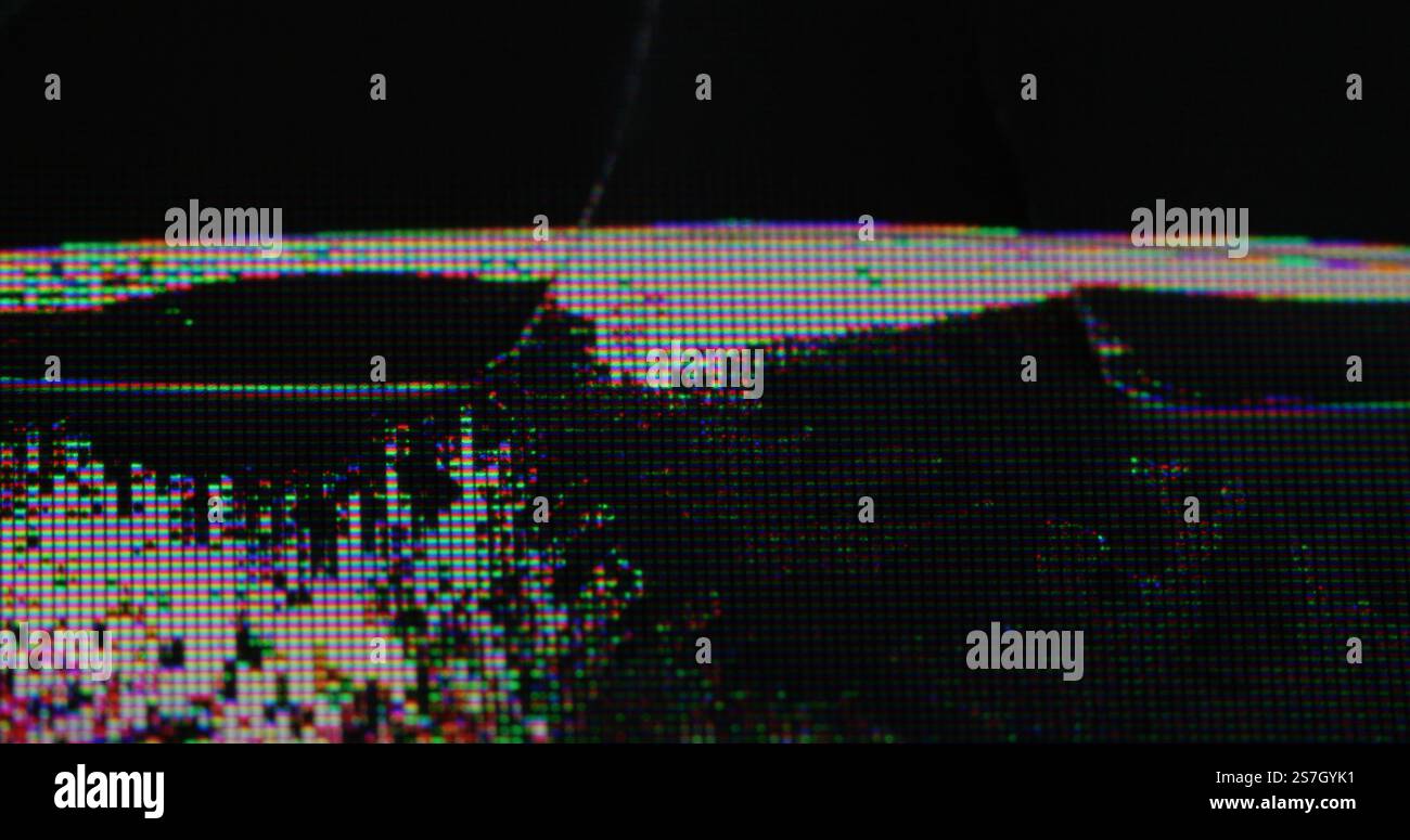 Glitch blur. Broadcasting problem. Broken screen grainy futuristic surface with glass cracks ...