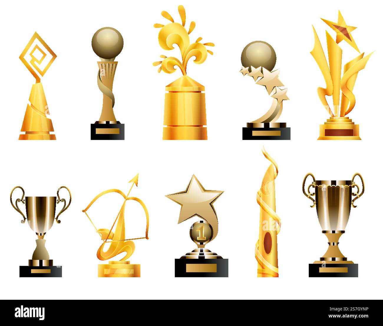 Awards and trophy cups. Triumph sport awards and prizes, winner trophy ...