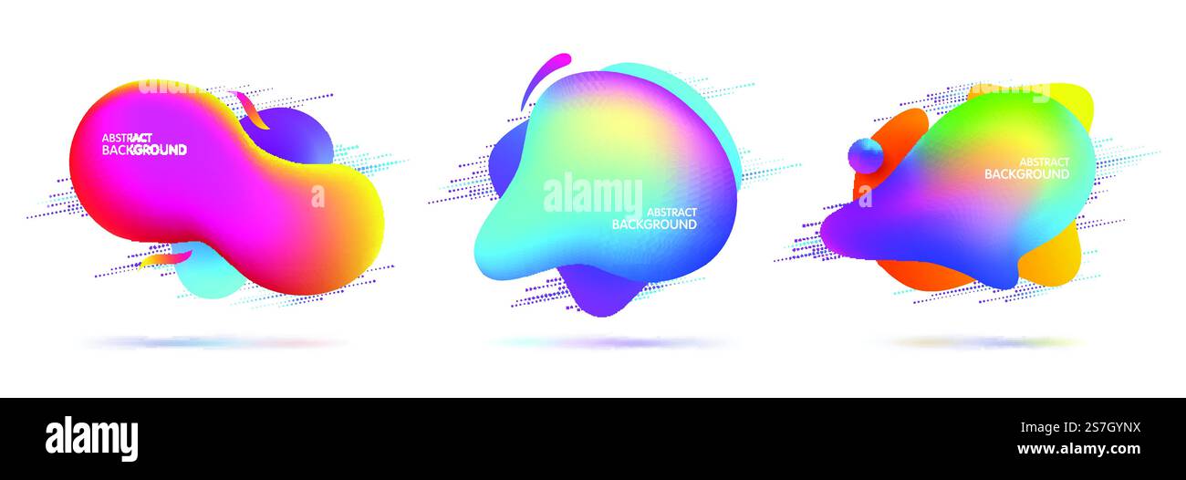 Set of abstract modern multi-colored flowing graphic elements ...