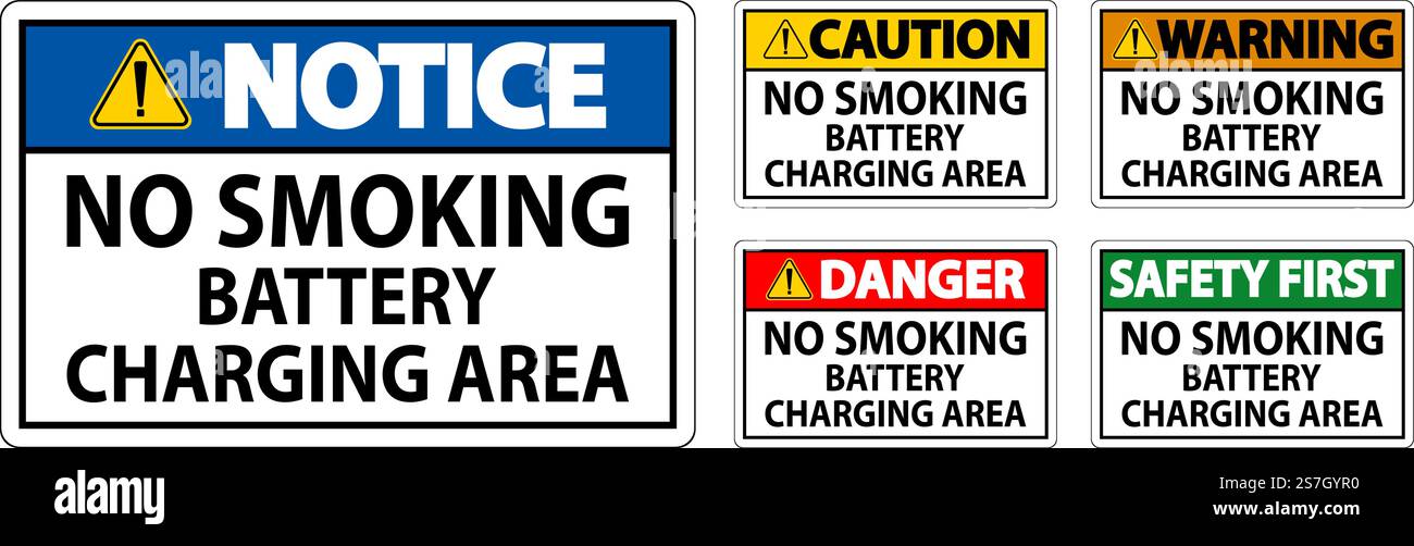 Danger Sign Battery Storage Area No Smoking Stock Vector Image & Art ...