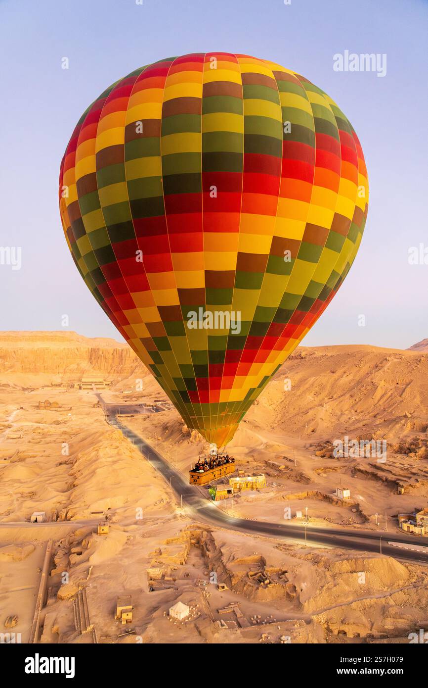 Hot-air balloon over Temple of Hatshepsut at Deir el Bahari and Valley ...