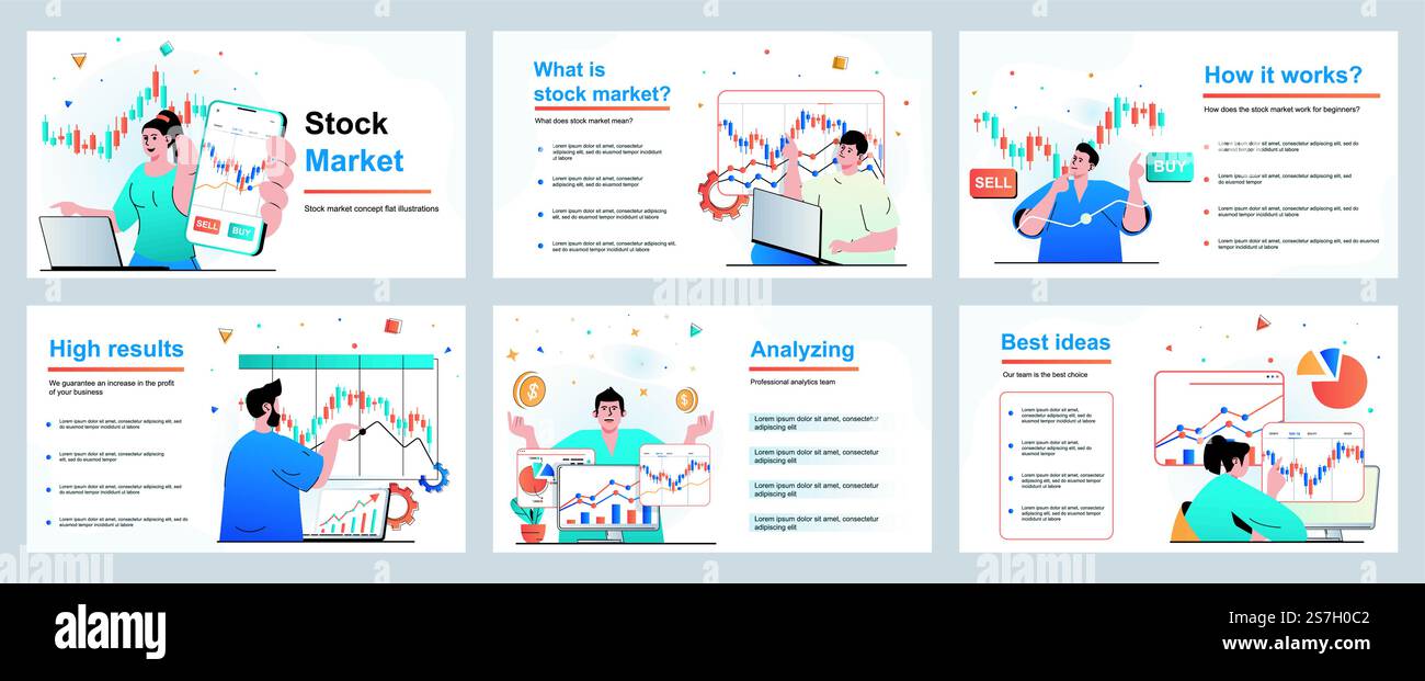 Stock market concept for presentation slide template. People are ...