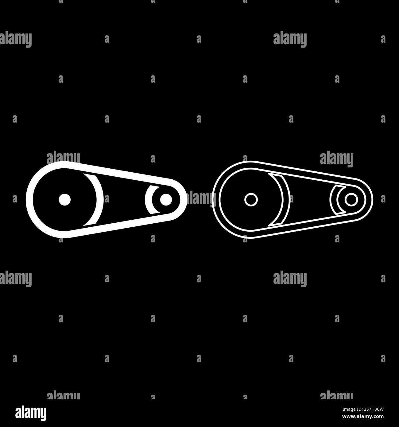 Belt transmission mechanism with two pulleys drive part automobile ...
