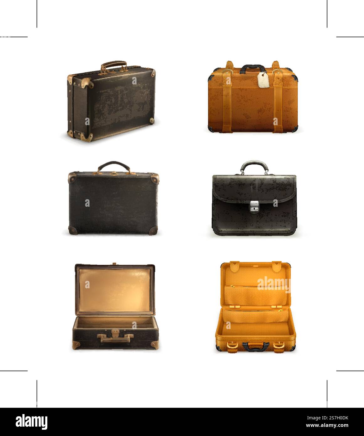Old suitcase vector set Stock Vector Image & Art - Alamy