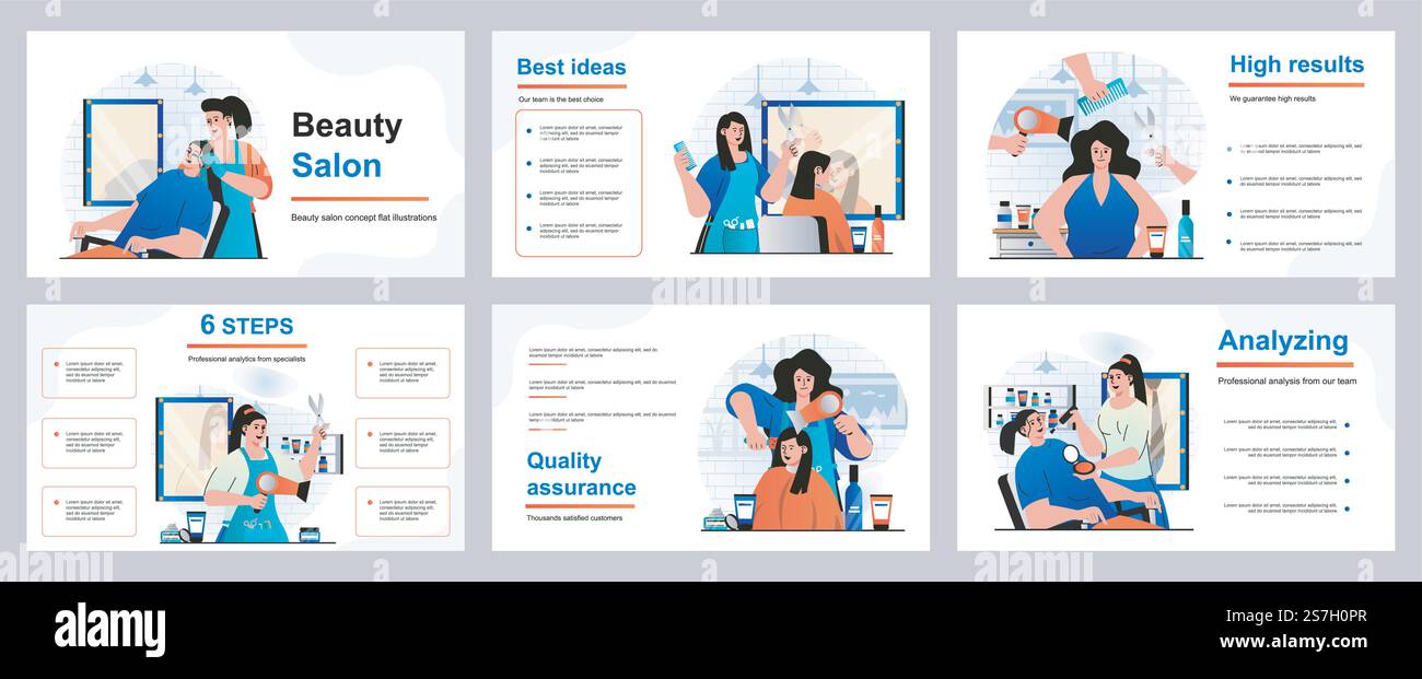 Beauty salon concept for presentation slide template. Hairdresser ...