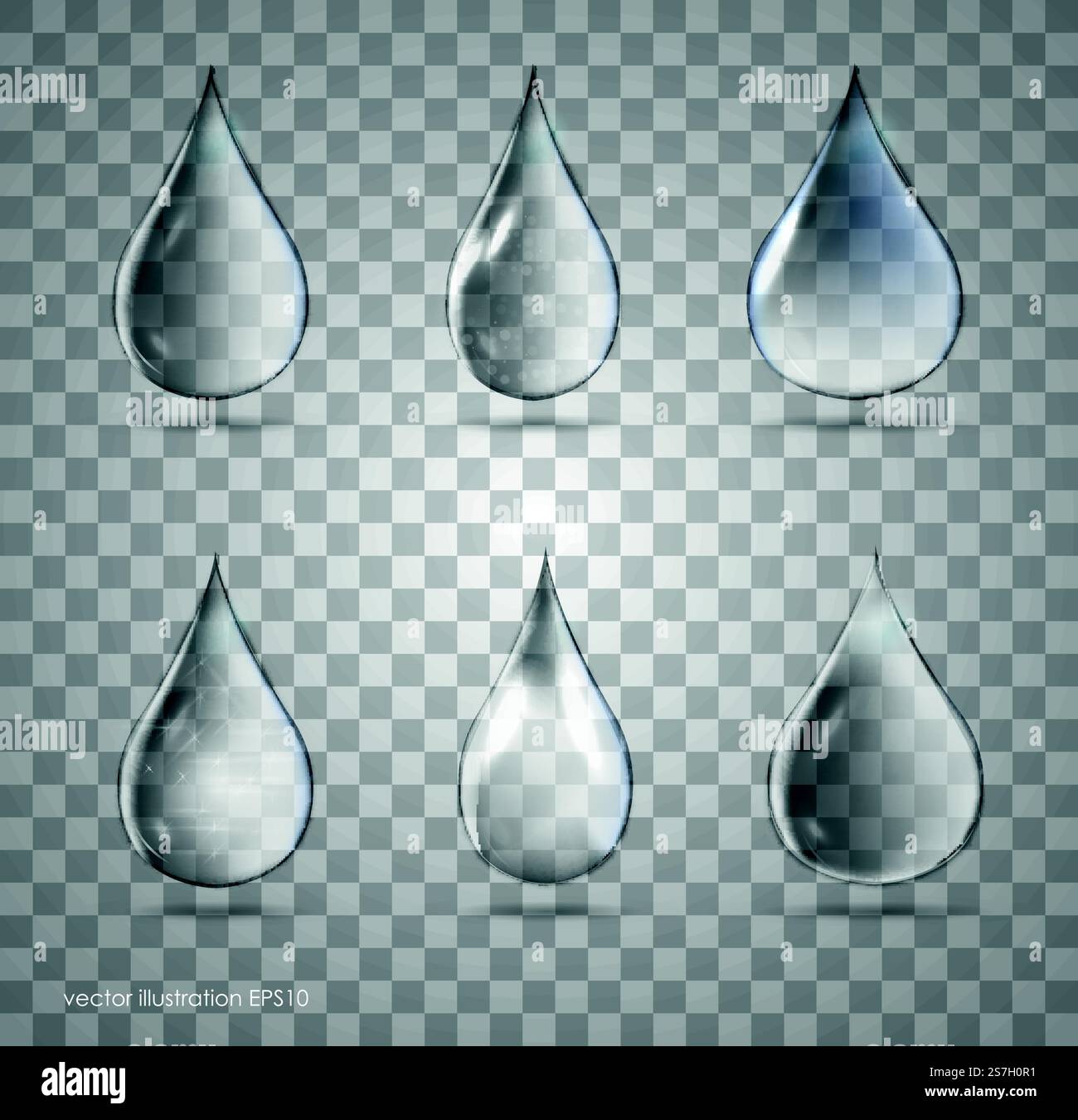 Set of transparent drops in gray colors. Can be used with any ...