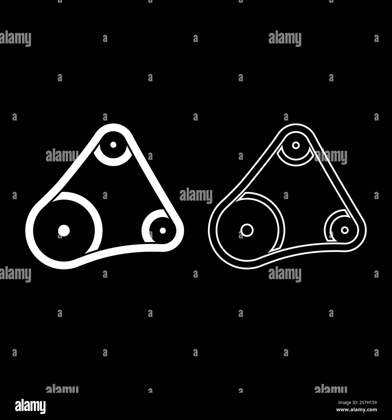 Belt transmission mechanism with three pulleys drive part automobile ...