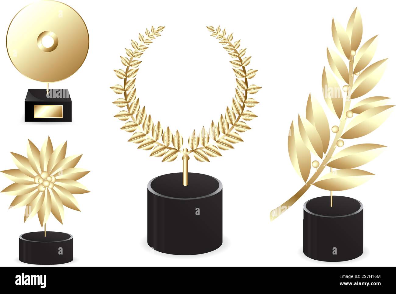 Different Golden Awards, Isolated On White. Set Of Golden Awards Stock ...