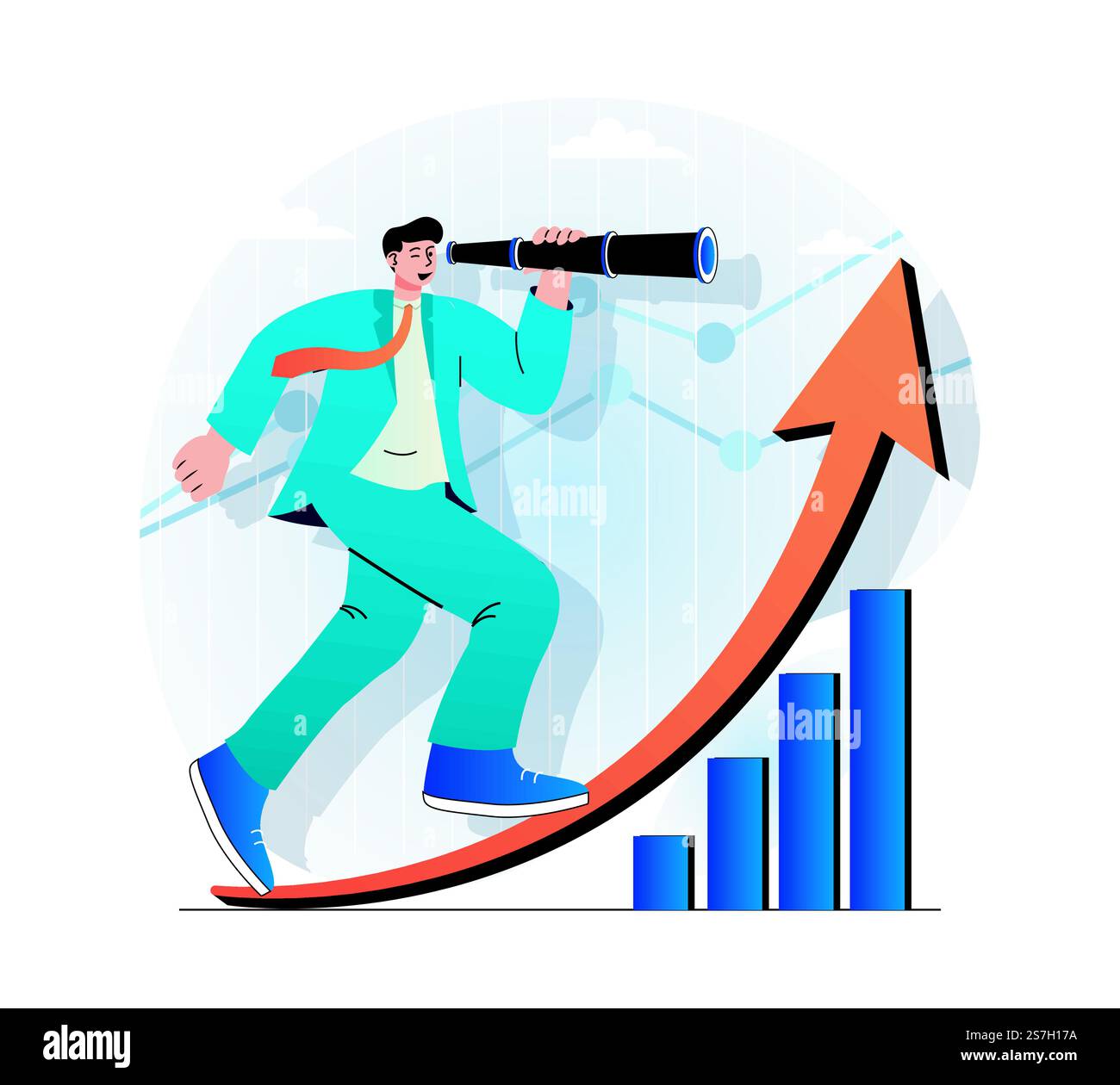 Searching opportunity concept in modern flat design. Businessman looks ...