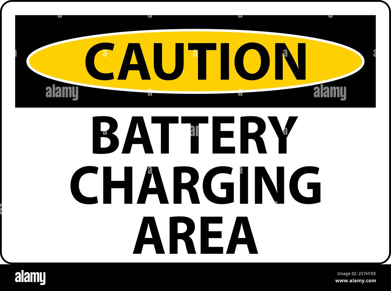 Caution Sign Battery Charging Area On White Background Stock Vector ...