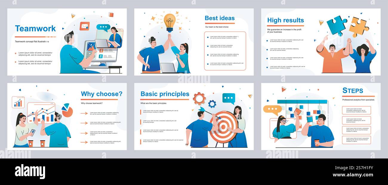Teamwork concept for presentation slide template people work together ...