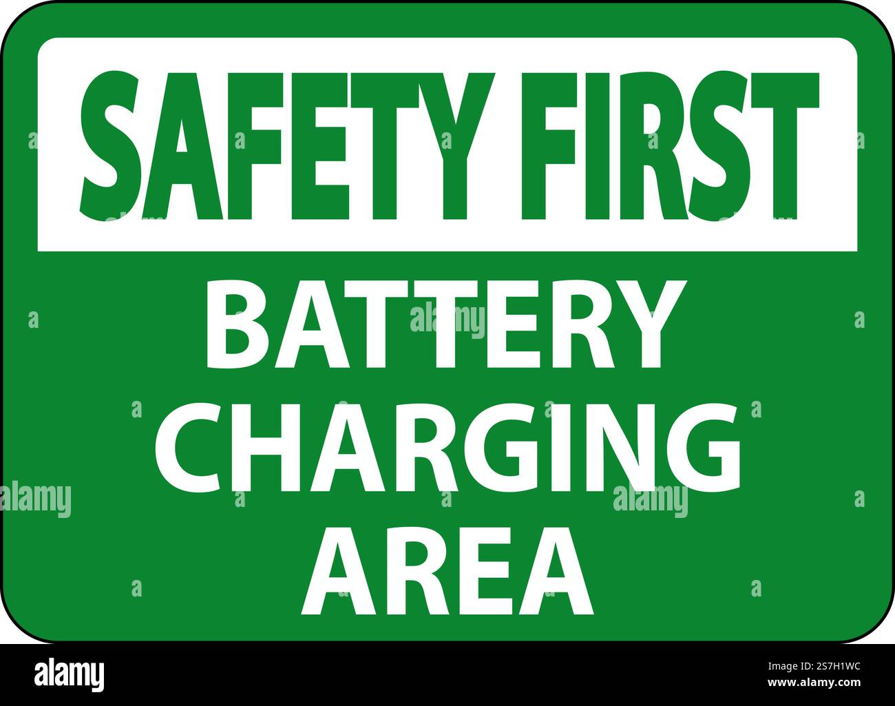 Safety First Sign Battery Charging Area On White Background Stock ...