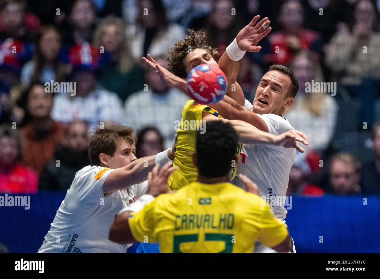 Acacio Filho of, Brazil. , . competes for the ball with Jonas Strömberg ...
